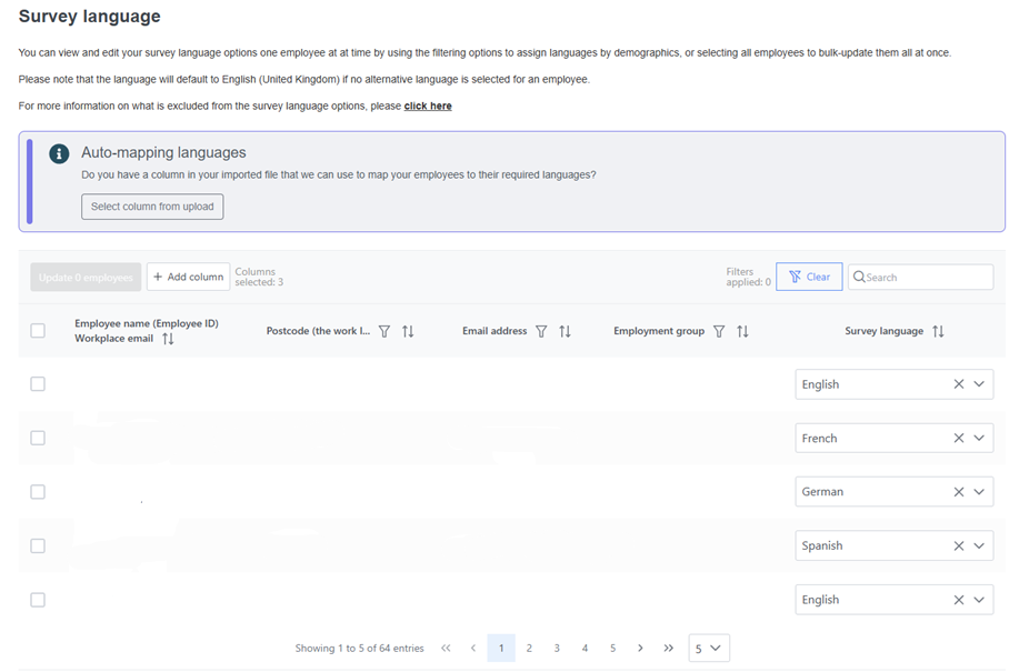 How can I send surveys in different languages?